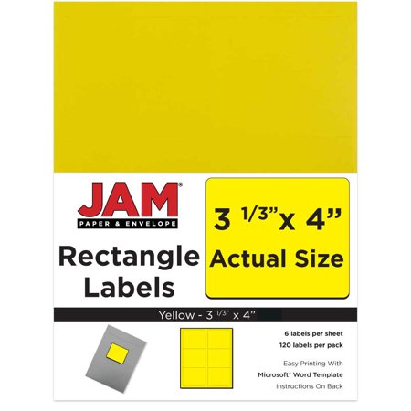 JAM Shipping Address Labels, Large, 3 1/3 x 4, Yellow, 120/Pack ...