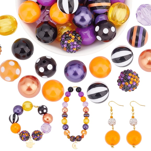 1 Box 2518Pcs Purple Glass Bead Set Acrylic Round Beads kit 8mm Seed ...