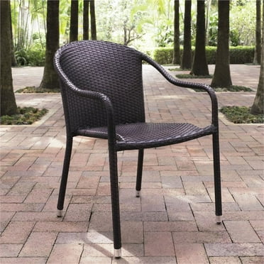 Pemberly Row Outdoor All Weather Wicker Resin Patio Stackable Chair in ...