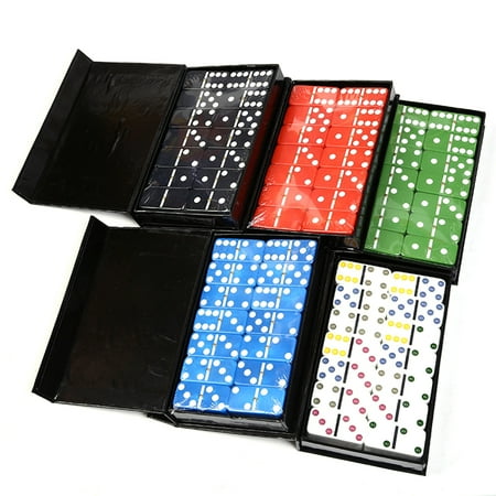 Comaie 28 PCS Color Dot Dominoes Set Simple Boxed Fun Plastic Domino ...