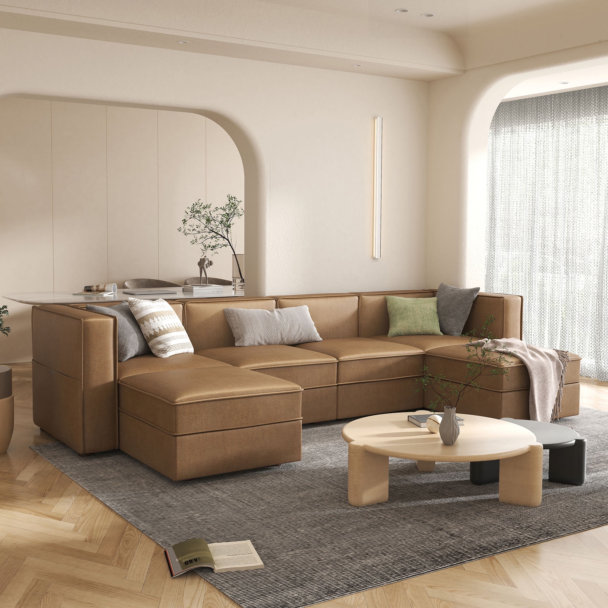 Nolany Reversible Modular Sectional Sofa Couch U Shaped Sofa 4-Seat ...