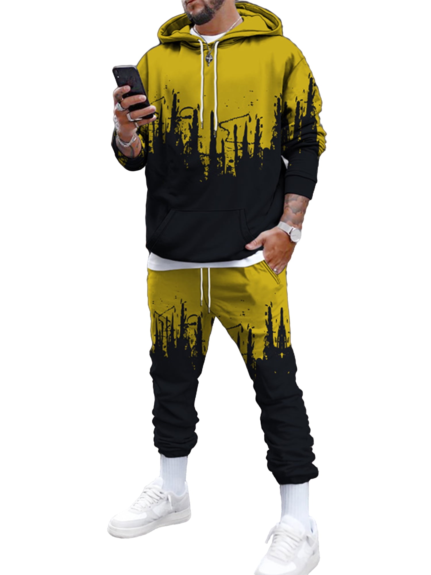 Frontwalk Mens Sweat Suit Set Tracksuit Jogging 2 Piece Athletic Outfit ...