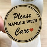 Handle with Care Stickers,2 inch Kraft Paper Shipping Fragile Warning ...