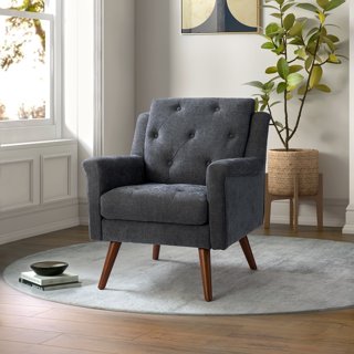 Chic Home Sterling Linen Button Tufted Square Arm Club Chair - Walmart.com