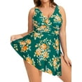 Chama Plus Size One Piece Swimdress With Briefs Flowy Side Tie