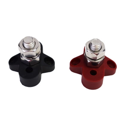 3/8" Stainless Steel Single Stud Power and Ground Junction Block Red ...