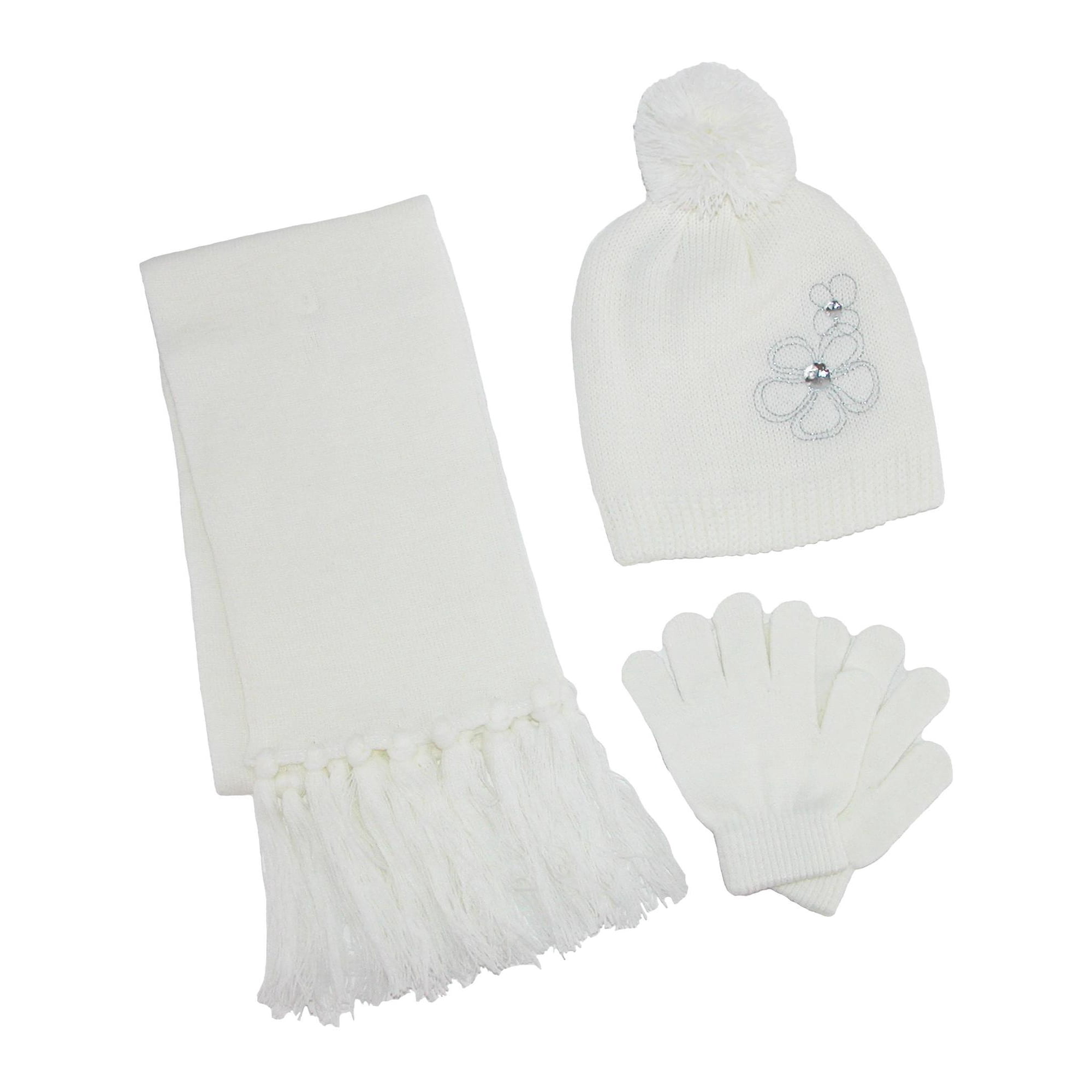 Click here for Climazer0 Girls Flower Beanie Hat Scarf And Gloves... prices