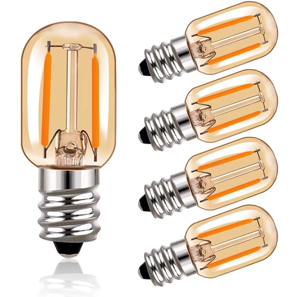 e14 LED Filament Bulb 1w T22 Vintage Edison Amber Glass Tubular Light ...