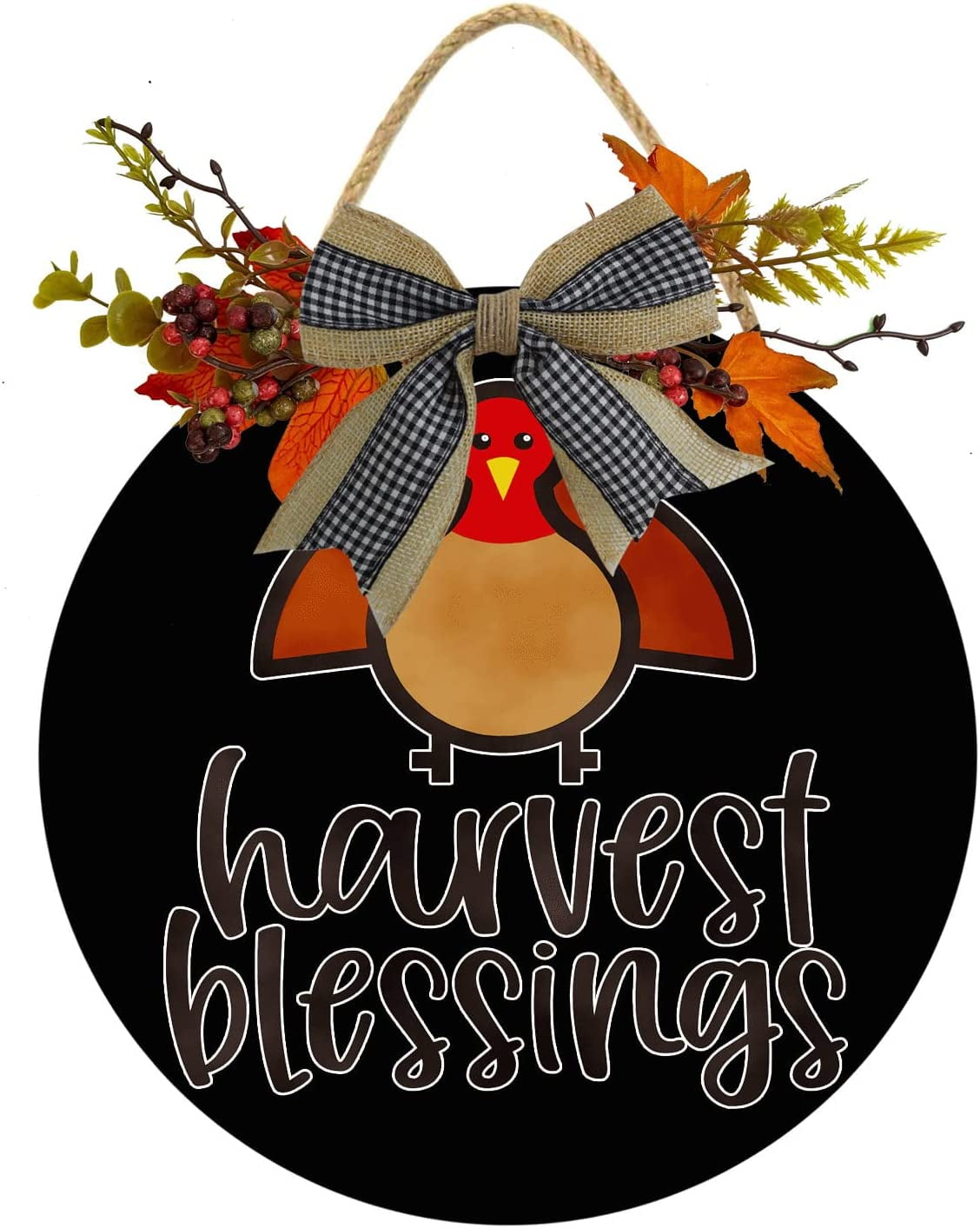 Eveokoki 11" Harvest Blessings Thanksgiving Autumn Sign For Front Door ...