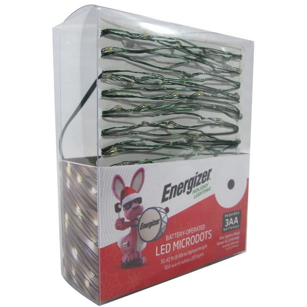 Microdot Light Set - 100 Warm White LED Lights + Battery Operated ...