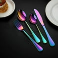 Colorful Silverware Set, 24-Piece Stainless Steel Rainbow Flatware Set ...