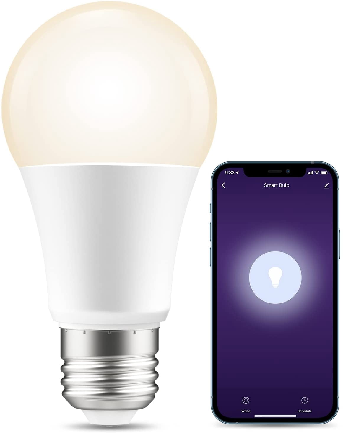 Smart Wi-Fi Light Bulb, LED Warm White Bulbs That Compatible with Alexa ...