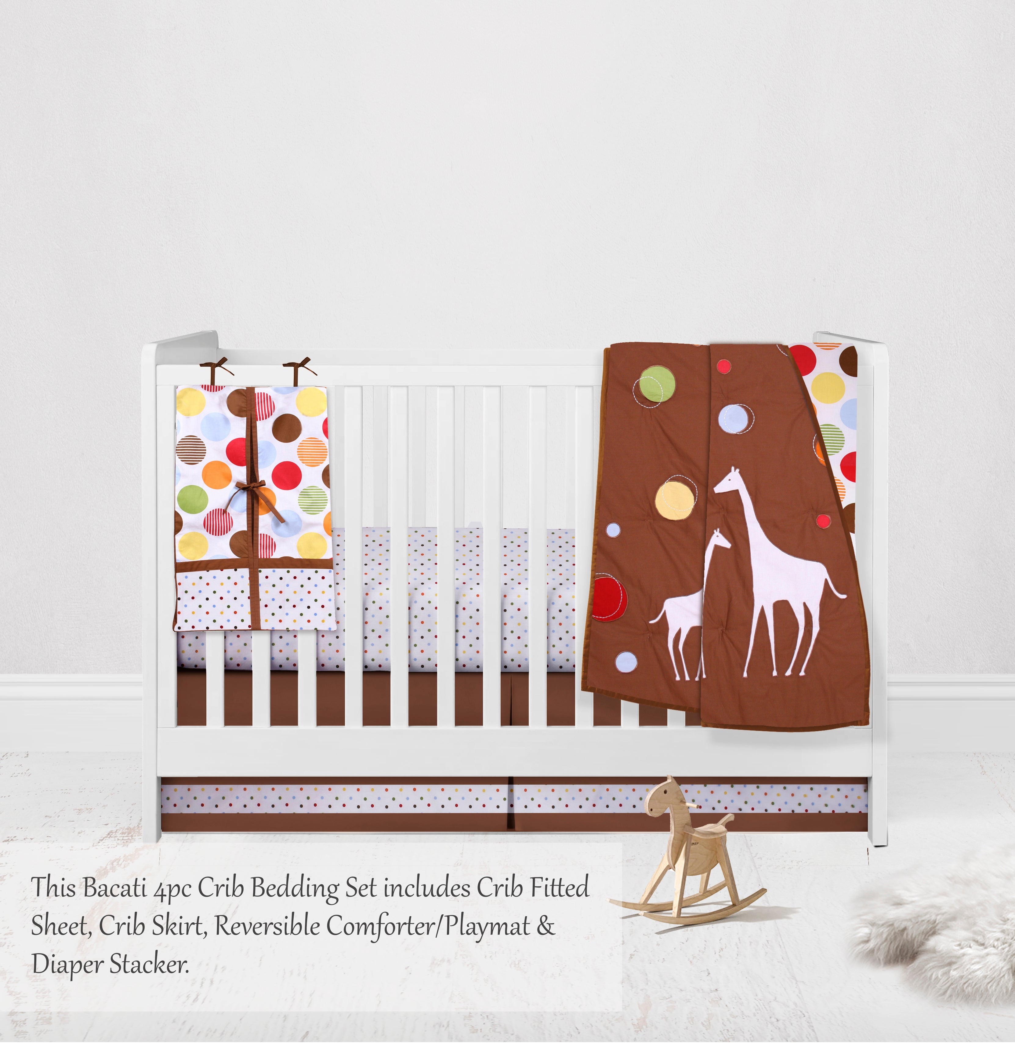 Baby & Me Giraffe 4-Piece Crib Bedding Set with Diaper Stacker - Orange ...