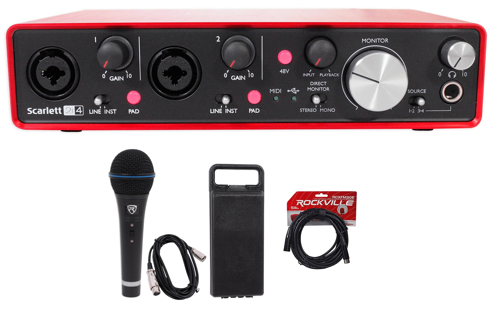 Focusrite SCARLETT 2I4 2nd G 192kHz USB Audio Recording Interface+Mic ...