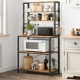 Bakers Rack for Kitchen, 6-Tier Kitchen Shelves with 6 Hooks, Microwave ...