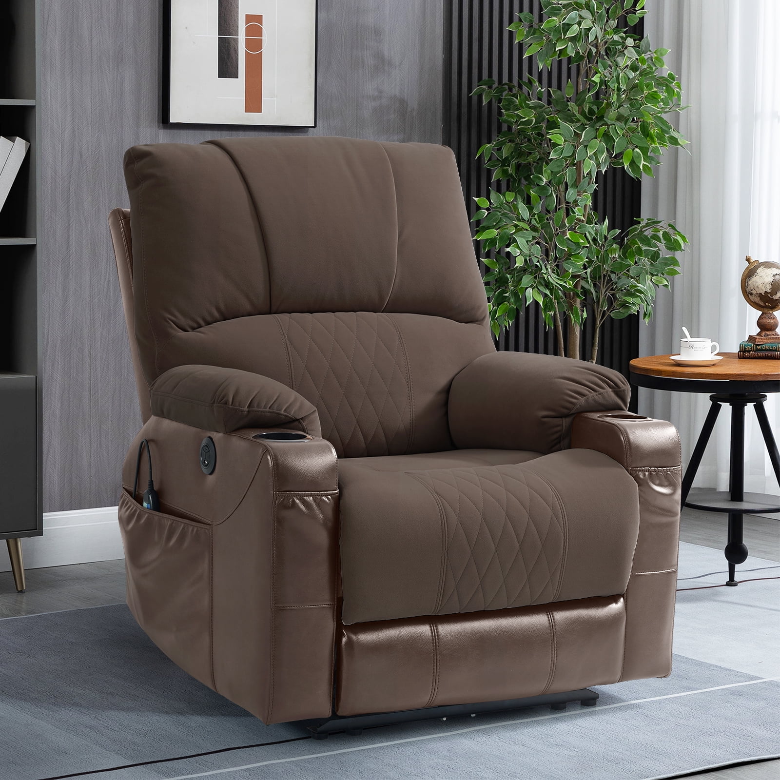 MOONCAST Luxury Napa Leather Power Lift Electric Recliner Chair with ...