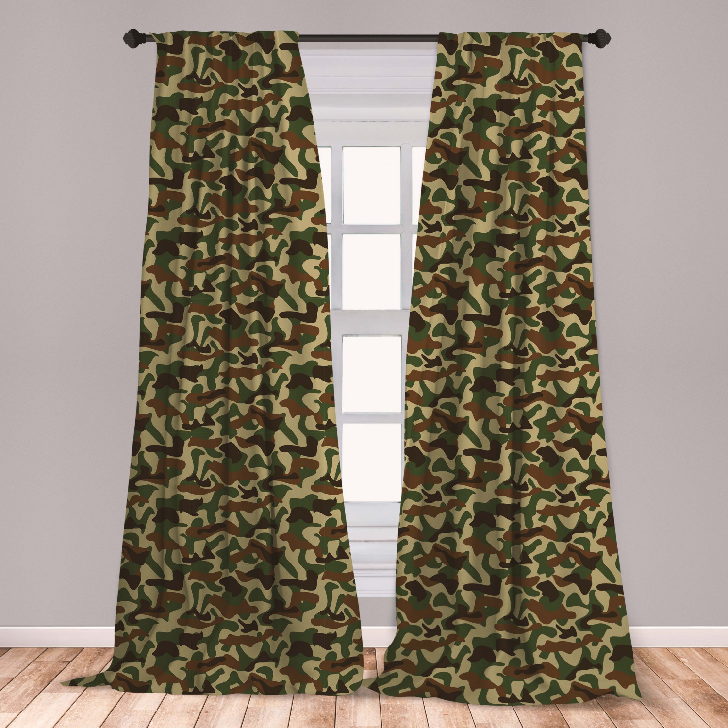 Camouflage Curtains 2 Panels Set Squad Uniform Design With Vivid Color