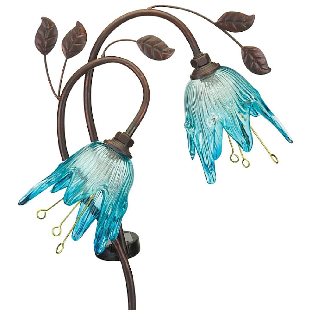 Regal Art and Gift 12513 - 42" Blue Double Flower Garden Stake Solar ...