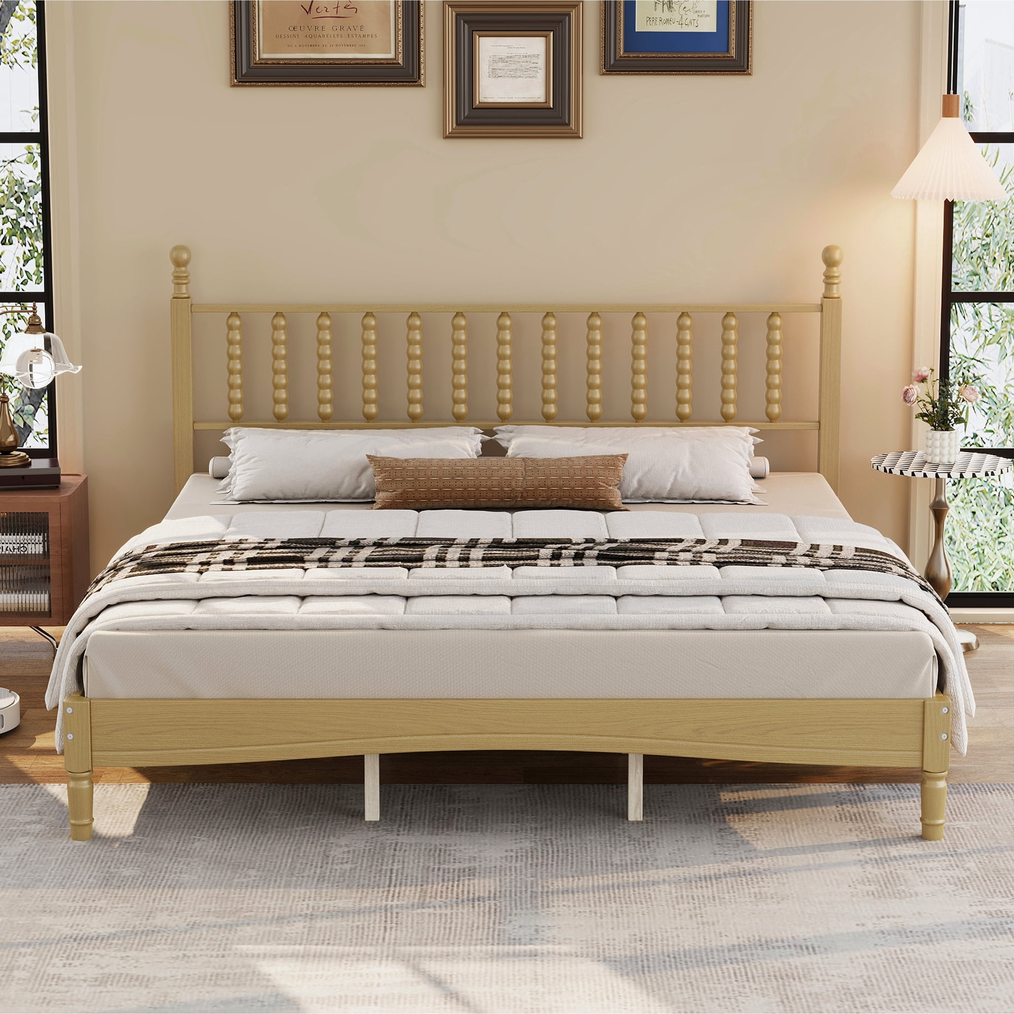 Click here for Noble House King Gourd Headboard Platform Bed wood... prices