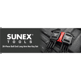 Sunex SAE/Metric 26 Piece Ball End Long Arm Hex Key Set, 2mm-10mm, 0.05 ...