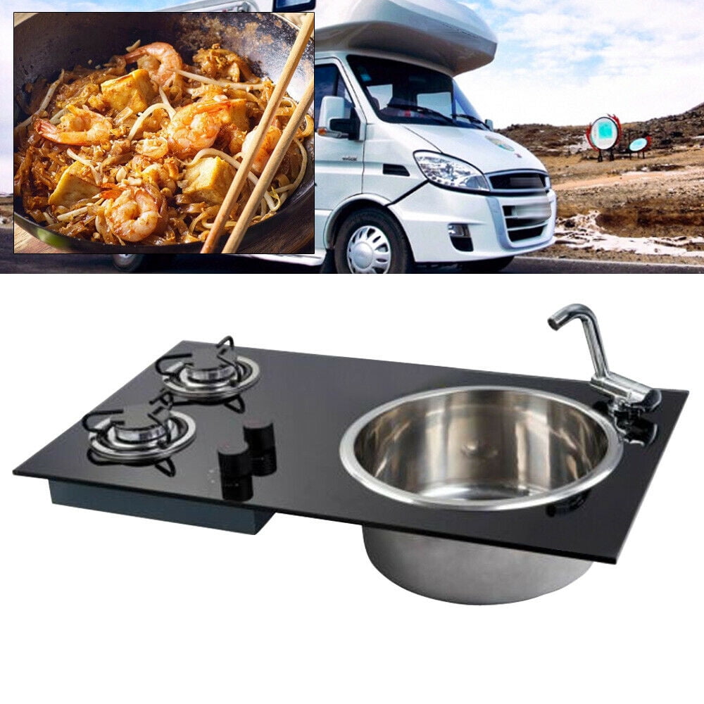 Buy Caravan RV Camper LPG Gas Stove Hob 2Burner With Sink Combo Cooktop ...