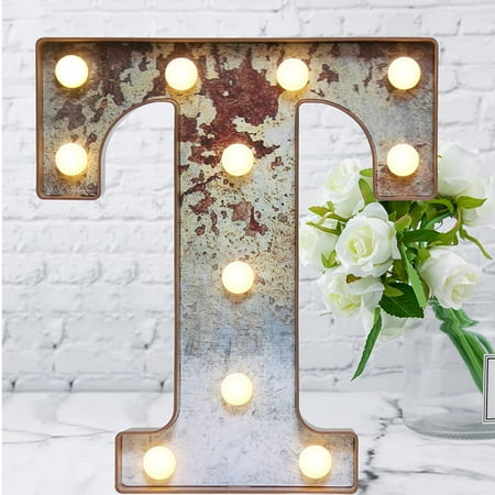 Vintage LED Marquee Letter Lights, Rust Metal Effect Industrial Marquee ...