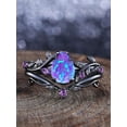 2pcs Set, Vintage Purple Pear Cut Synthetic Opal & Leaf Design Gunmetal ...