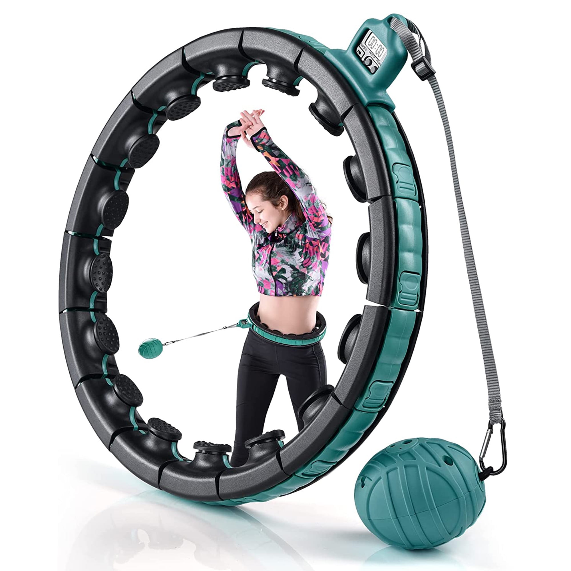 Teal Elite Smart Weighted Hula Hoop for Adults Fully Adjustable ...