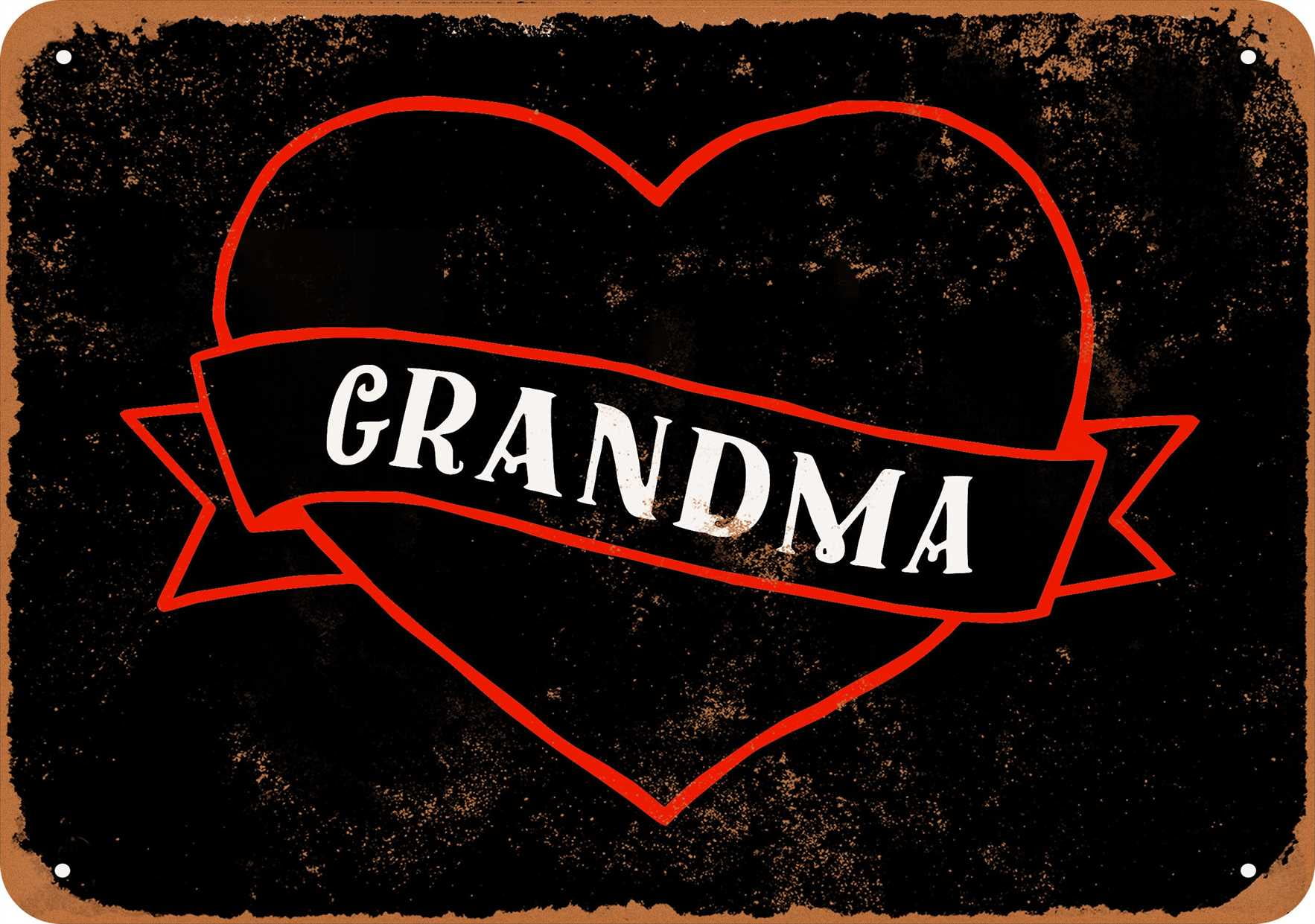 10 x 14 METAL SIGN - Grandma Heart Banner (Dark Background) - Vintage ...