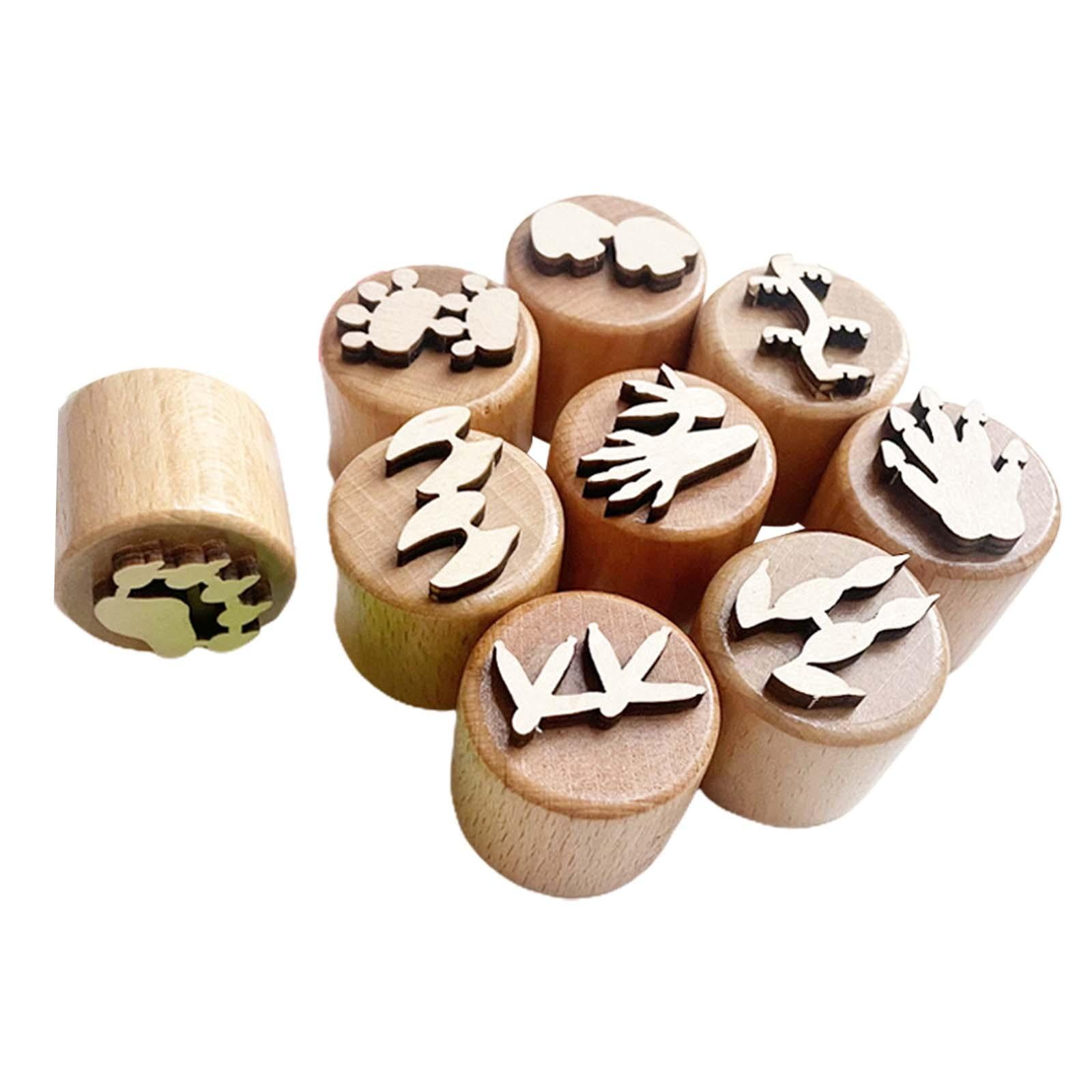 6 sellos de madera, calendario de sellos de huellas de animales ...