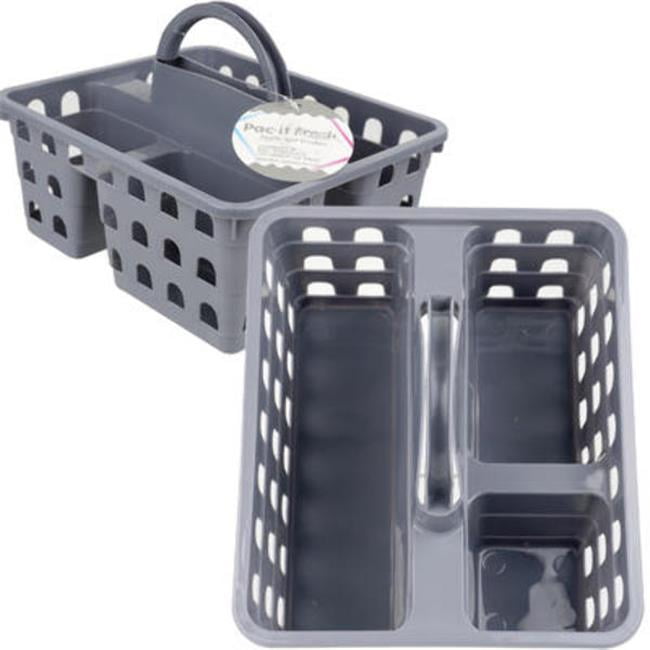 Pac-It Fresh 2291298 7.5 in. Plastic 3-Section Caddy, Grey - 48 Per ...