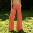 PWPSG Women’s Ruffle-Hem Wide-Leg Denim Pants, High-Rise Waist ...
