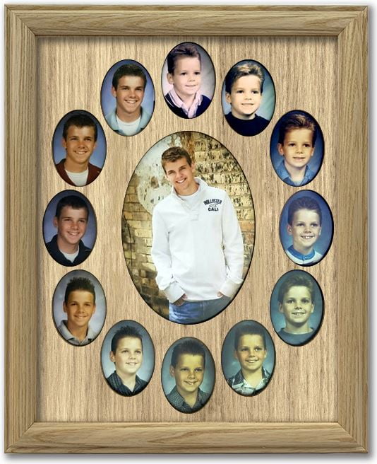 School Years Picture Frame - Oval Collage - Holds 2x3 Wallet Photos - K ...