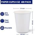 400 Count 8 oz Paper Cups, Thick Durable Disposable Coffee Cups for Hot ...