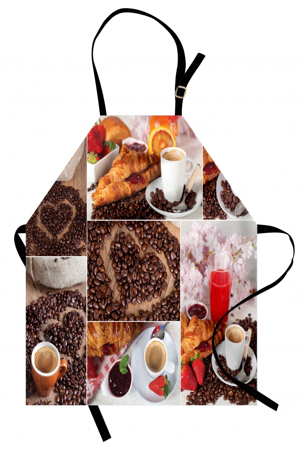 Kitchen Apron Collage of Different Photos Breakfast Theme Croissant ...