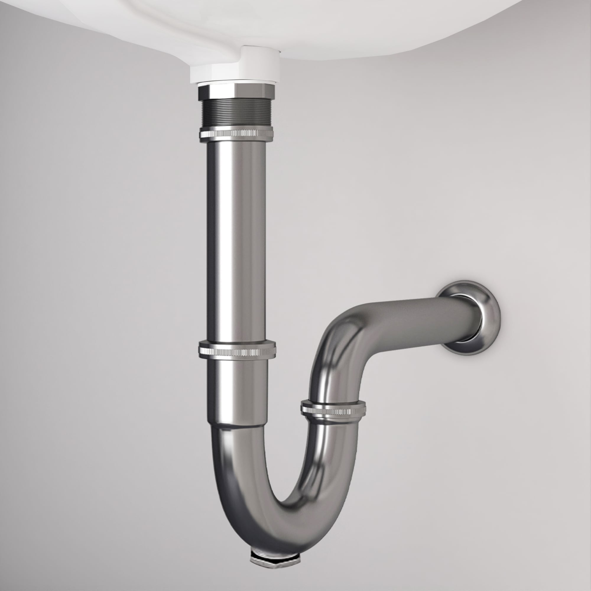 P-trap Kit RANDOM Chrome Brass Bottle With Overflow - Modern Bathroom ...