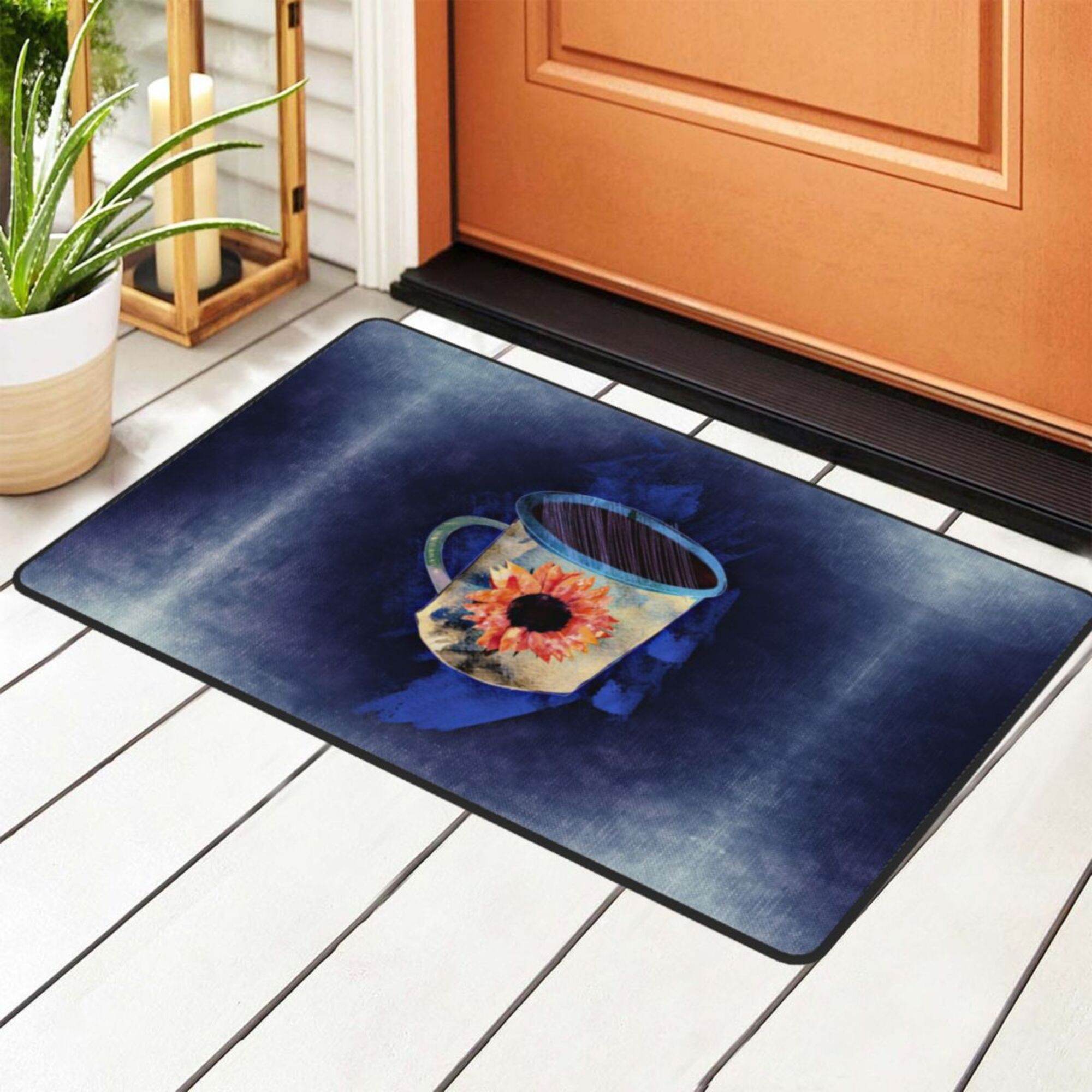 ZICANCN Coffee Cup Flower Area Rugs Doormat , Facecloth Non-Slip Floor ...