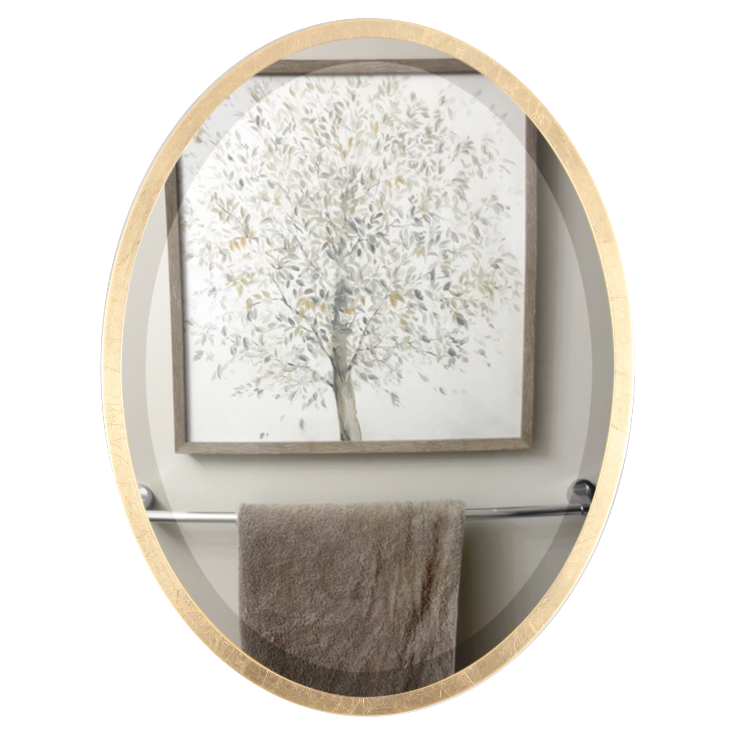 OVALCREST - London Framed Oval Mirror - Gold Leaf 17 1/8" x 21 1/8 ...