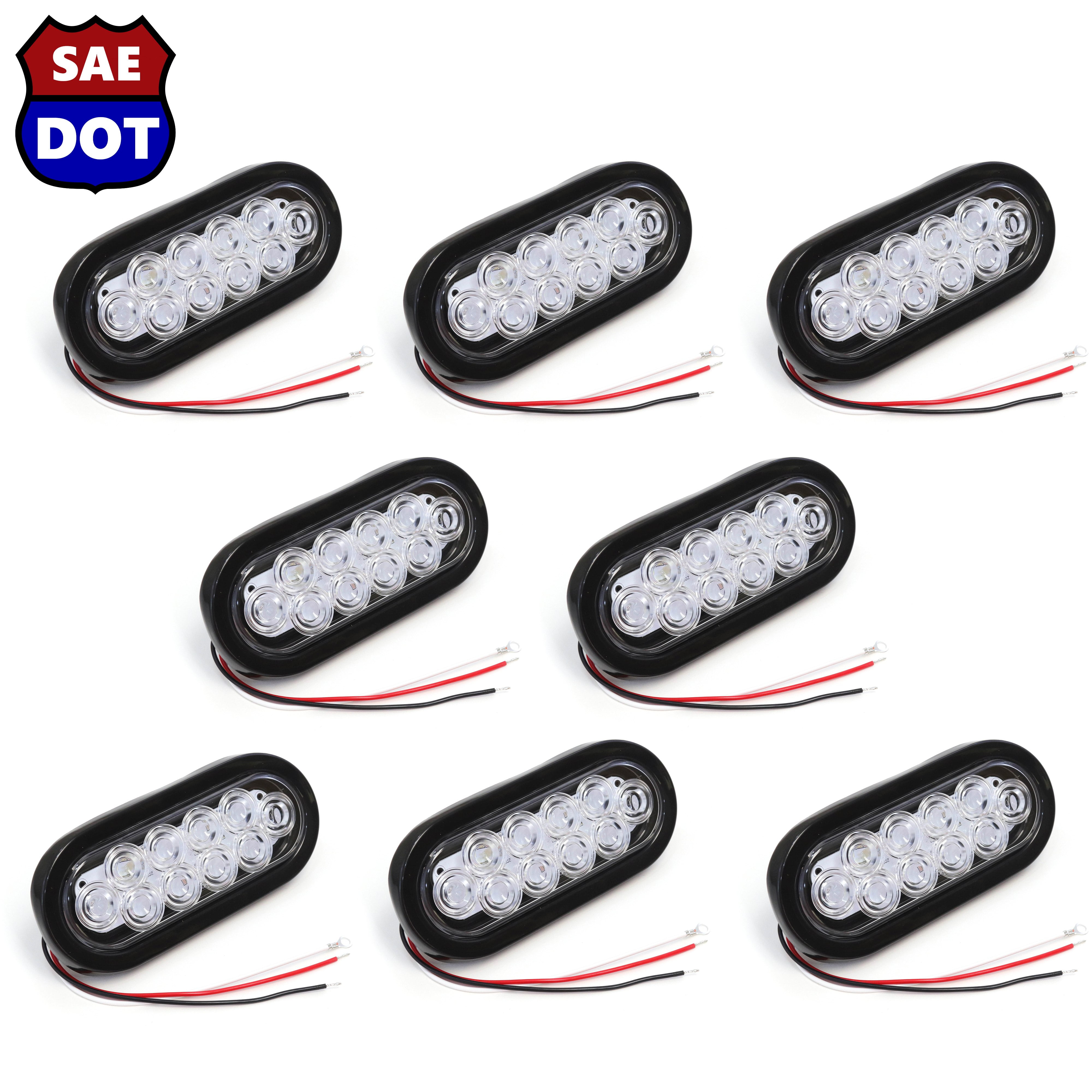 Red Hound Auto (8) 6 inches Oval Clear LED Reverse Back-up Light Flush ...