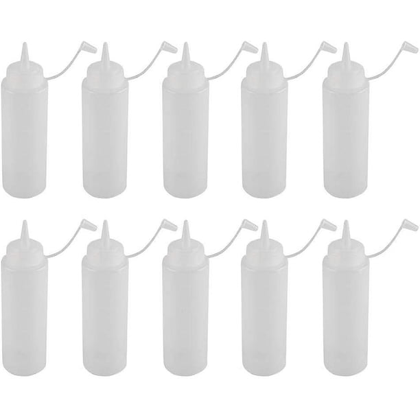 Paquete de 10 dispensadores de botellas de salsa de plástico con tapas ...