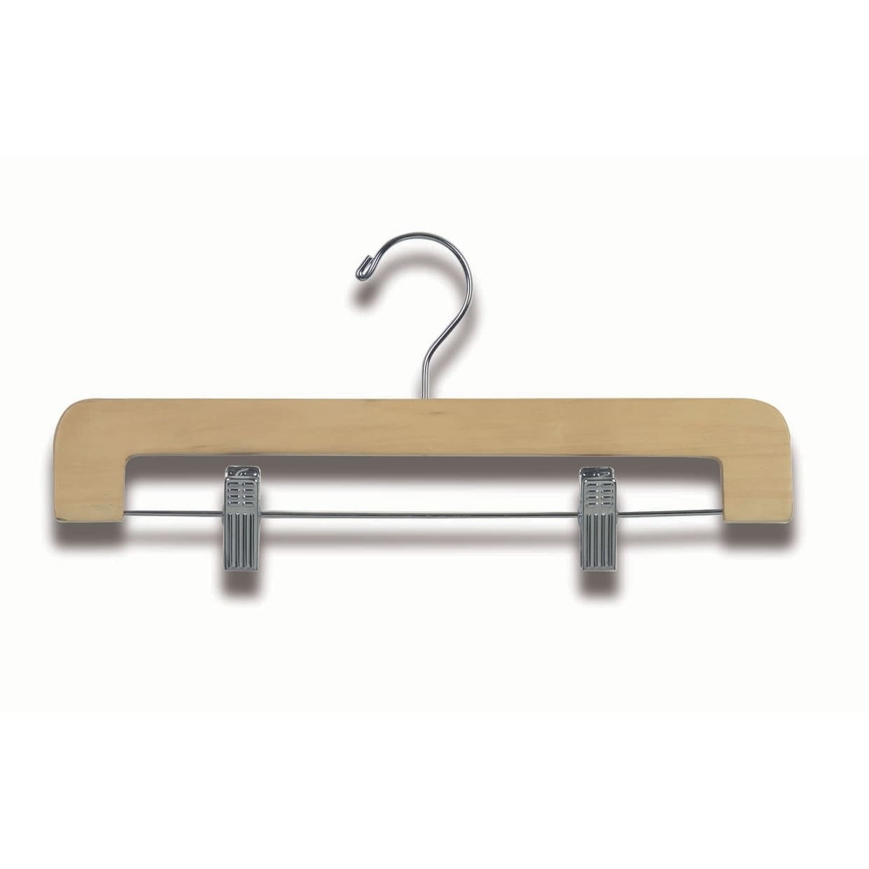 International Hanger Deluxe Wooden Bottom Hanger w/Clips, Natural ...