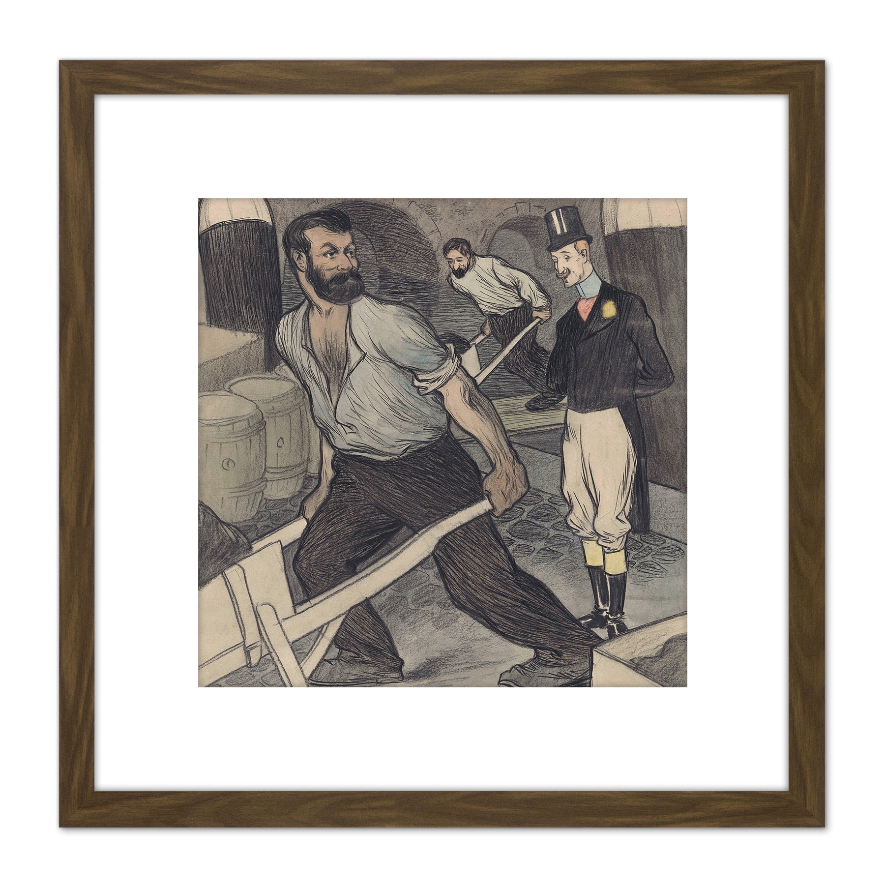 Jan De Waardt Labor Man Working Class Drawing 8X8 Inch Square Wooden ...