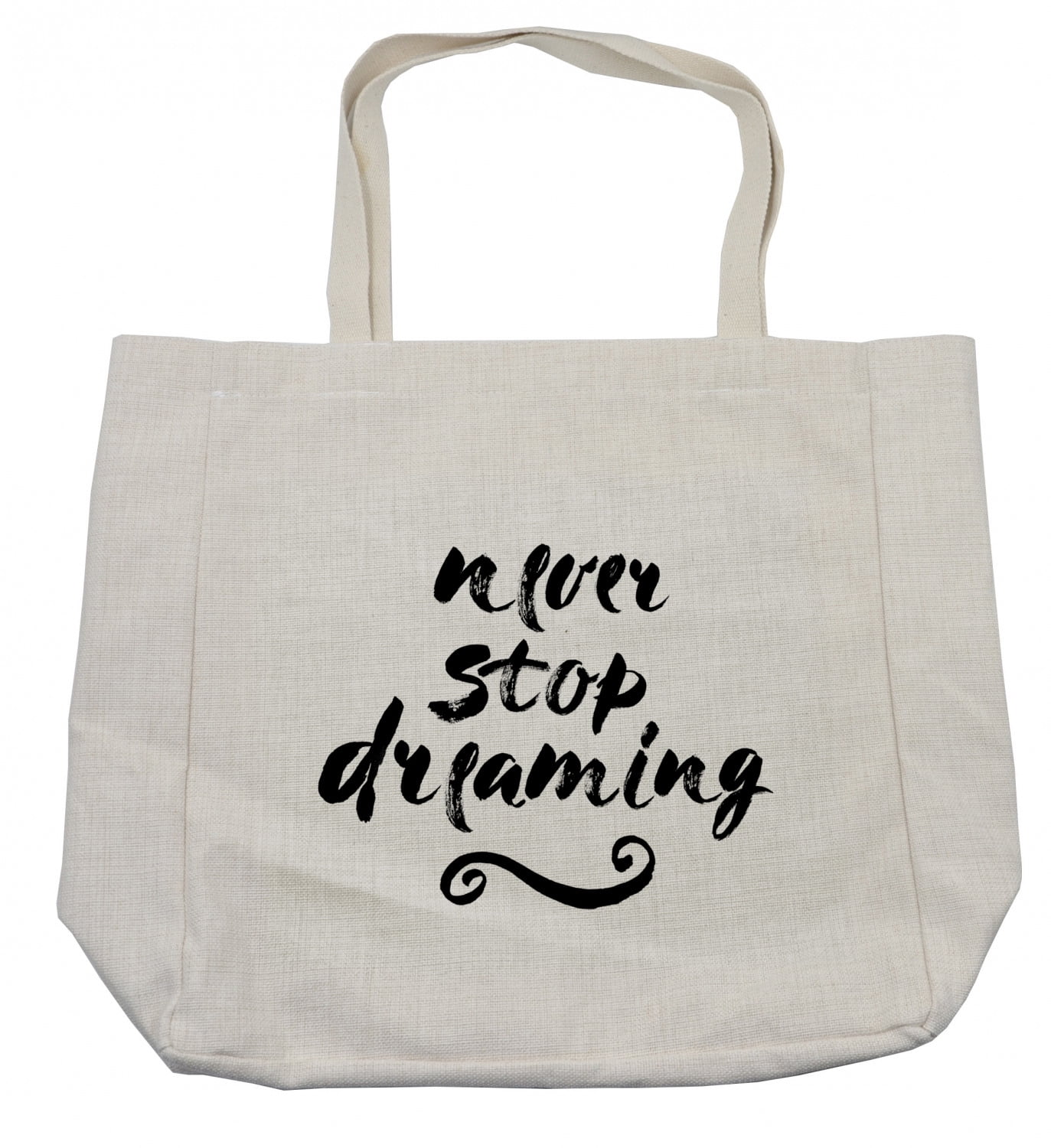Lettering Shopping Bag, Never Stop Dreaming Message Written in Murky ...