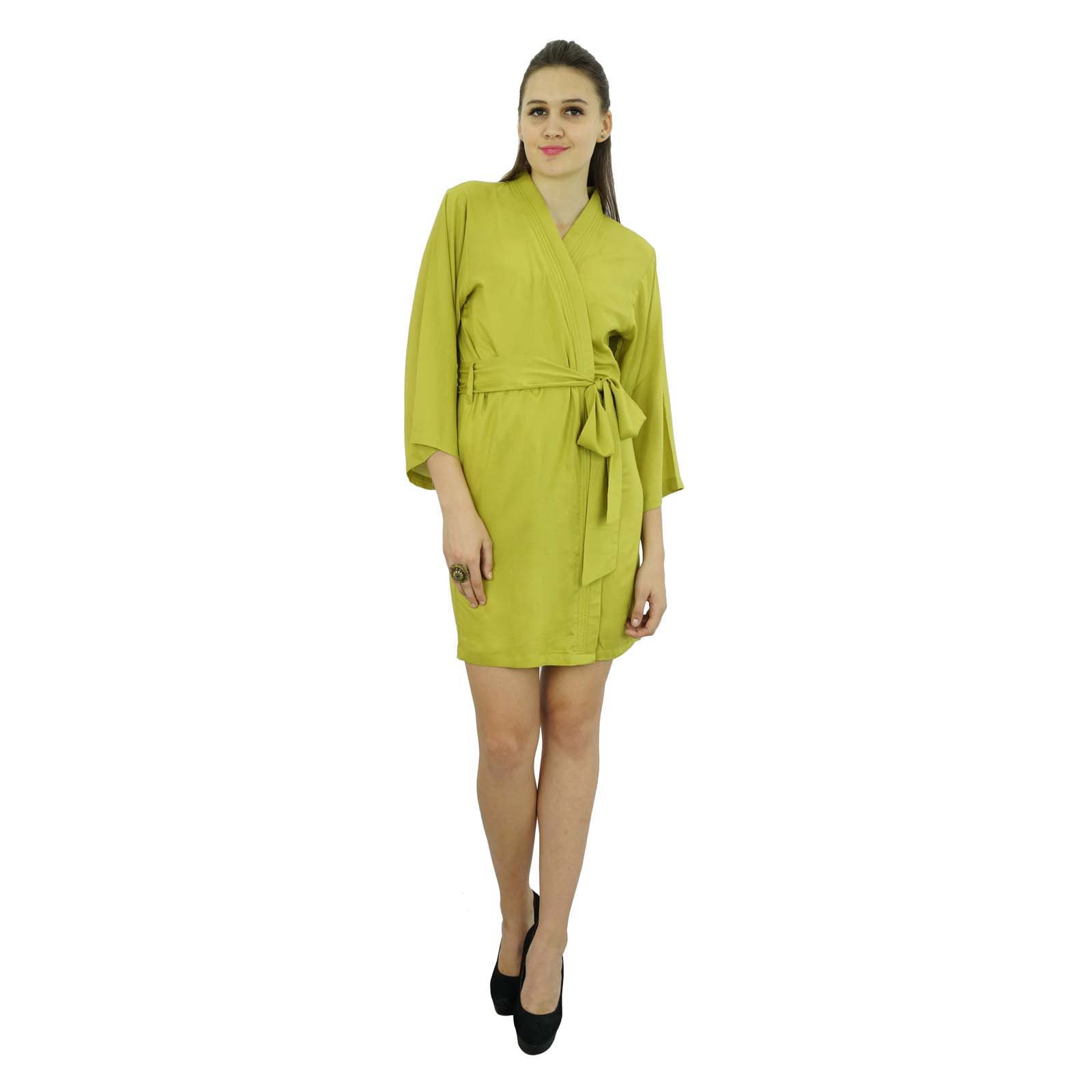 Bimba Women Short Solid Belt Robe Soft Modal Cotton Wrap Round Plain ...