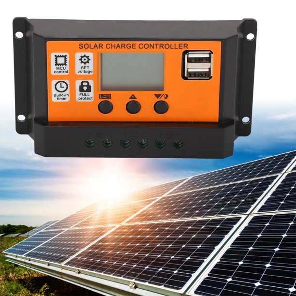 Solar Charging Controller 3 Stage Charging LCD Display Solar Panel ...