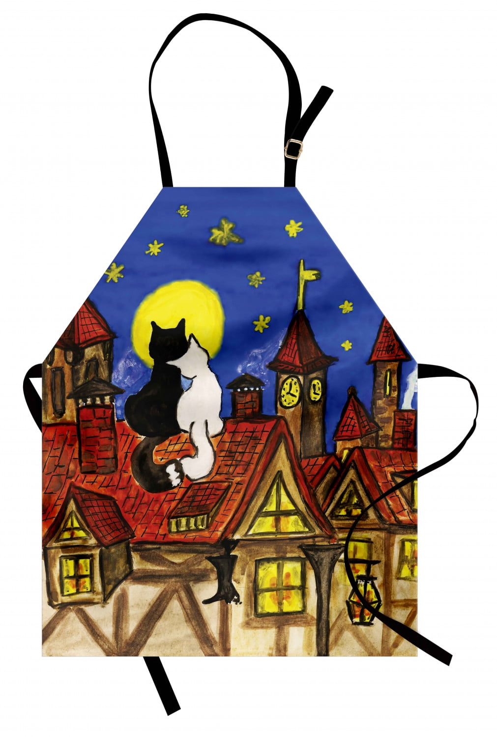 Cat Apron Two Love Cats Sitting on Roof in Old Town and Looking at ...