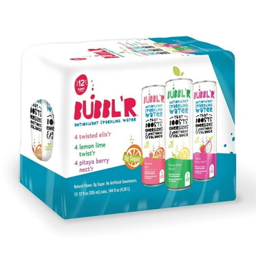BUBBL'R Antioxidant Sparkling Water Variety Pack 12 fl oz Includes ...