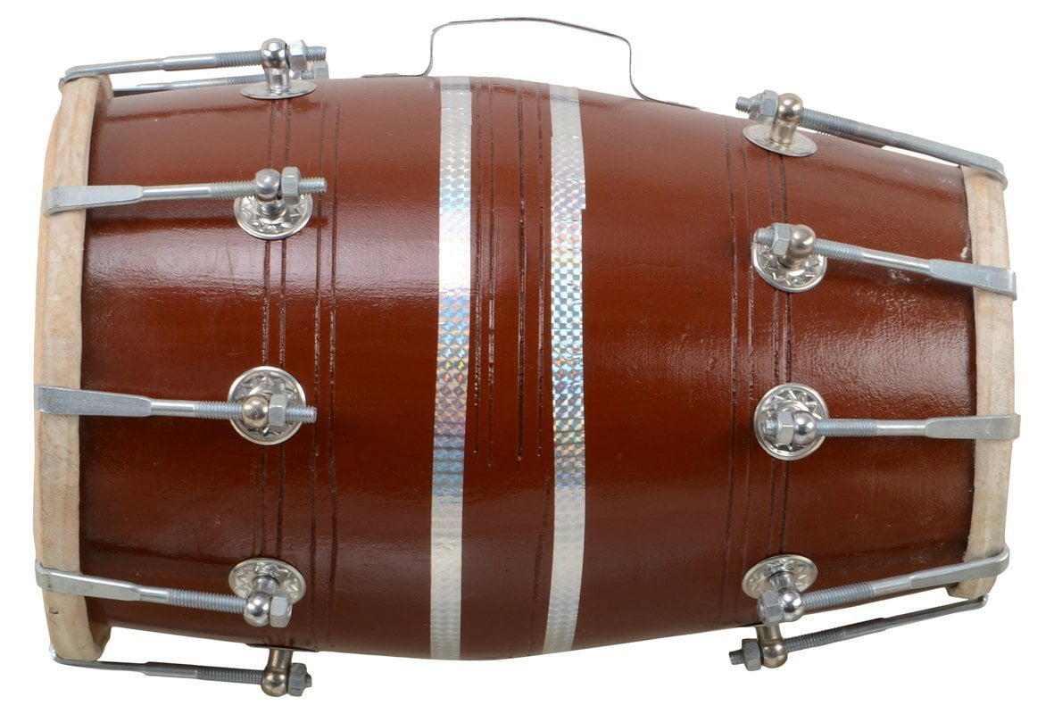 WOODEN DHOLAK DRUM 17 x 10 INCH 4.5 KG BEST INDIAN FOLK DRUM MUSICAL ...