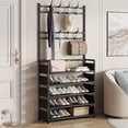 5-Tier Shoe Rack with 8 Hooks, All-in-One Entryway Organizer for Shoes ...