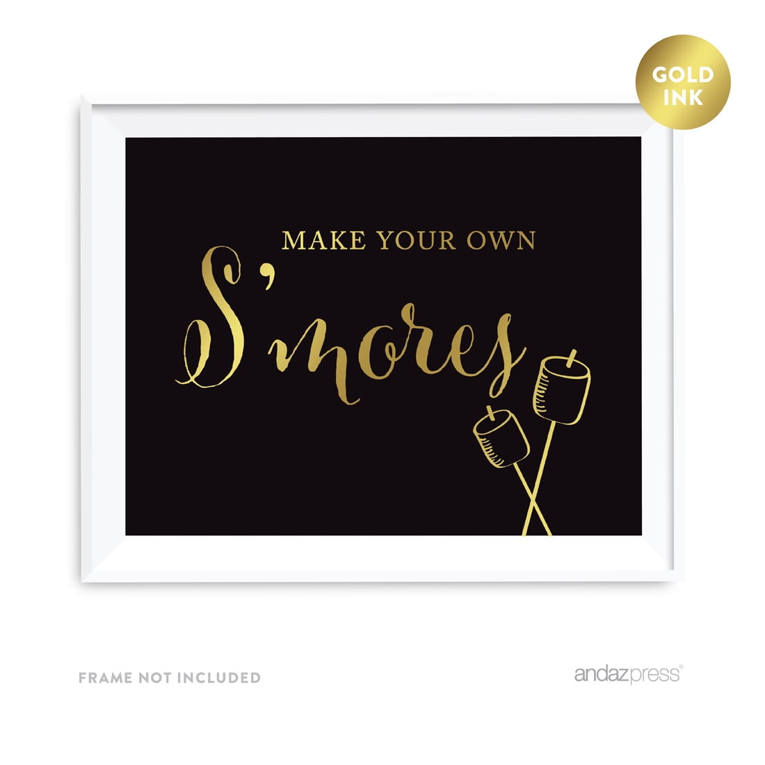 Make Your Own S'mores Smore Bar Black and Metallic Gold Wedding Signs ...